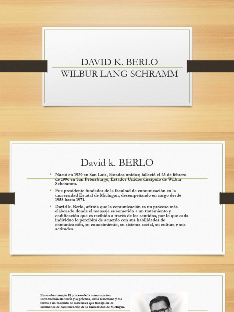 Exposición David K. Berlo - Abigail | PDF | Comunicación | Educación en ...