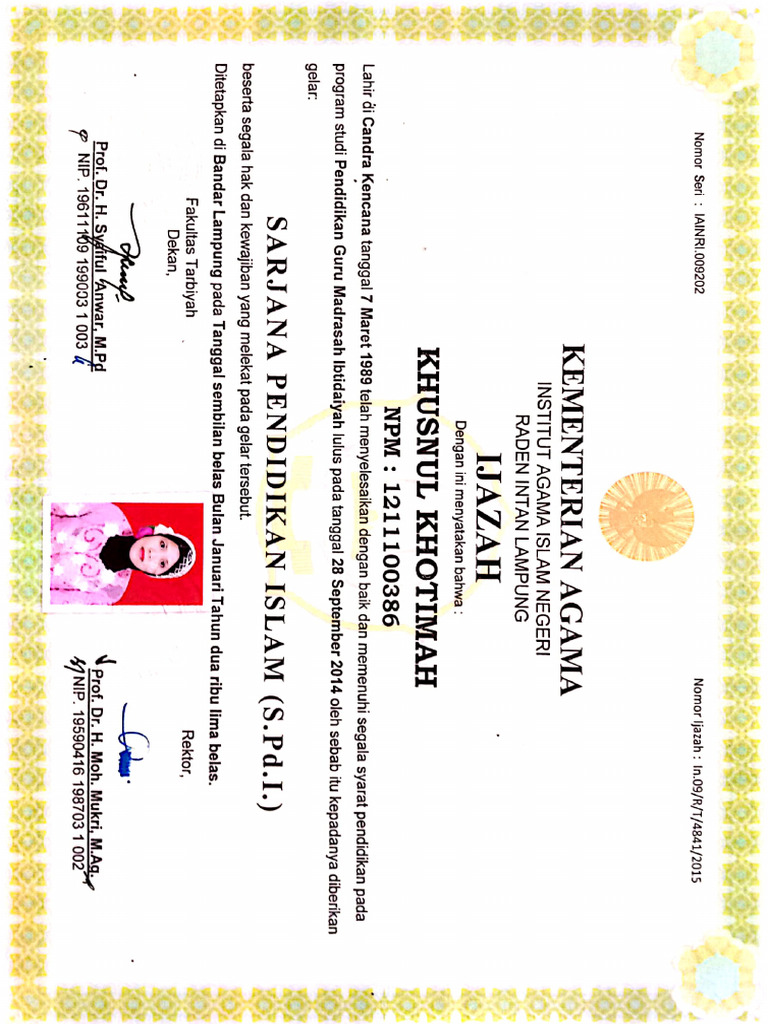 Khusnul Khotimah - Ijazah S1 | PDF