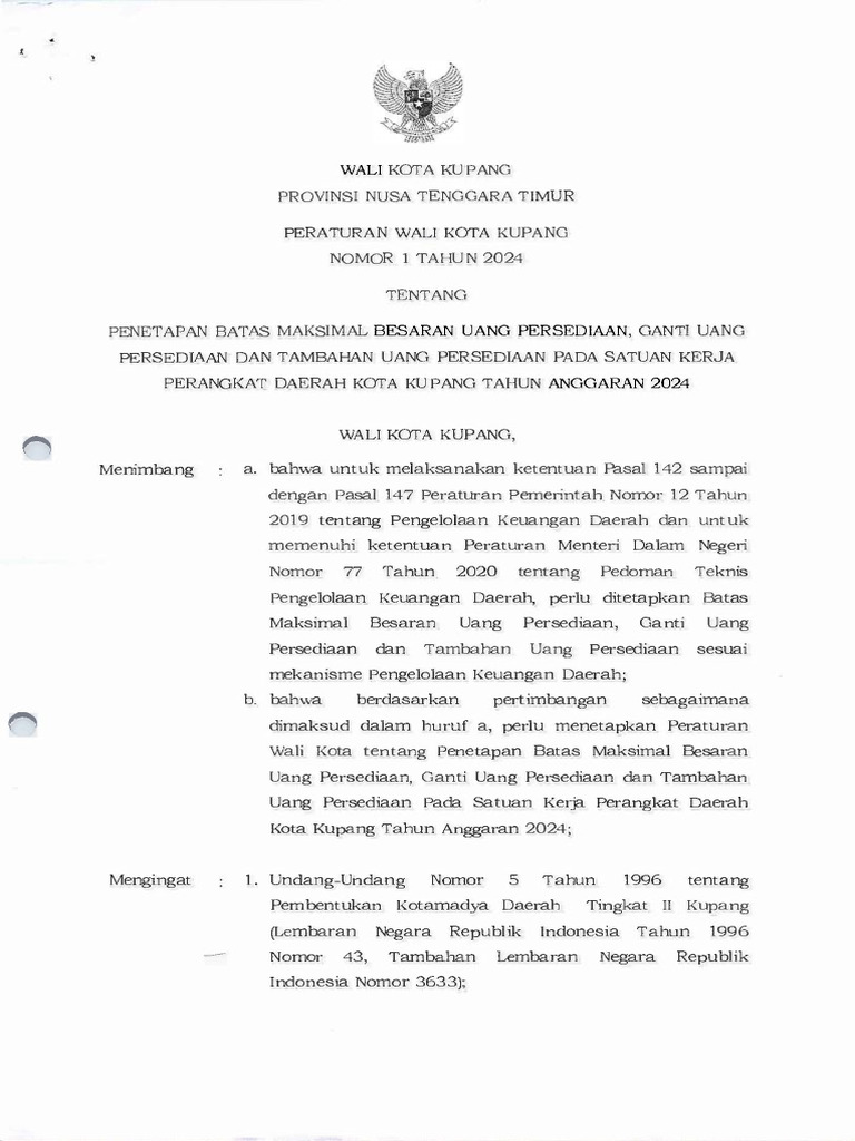 Perwali No. 1 Tahun 2024 | PDF