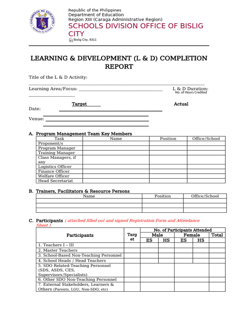 Training (L&D) Completion Report | PDF