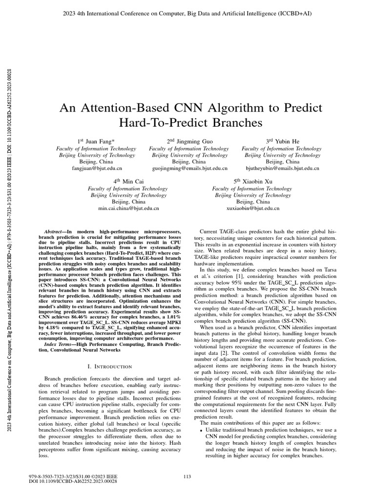 An Attention-Based CNN Algorithm To Predict Hard-To-Predict Branches ...