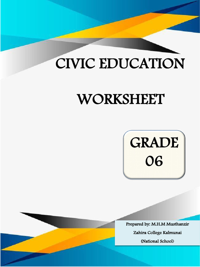 Civic Education Worksheet for Grade 6 | PDF