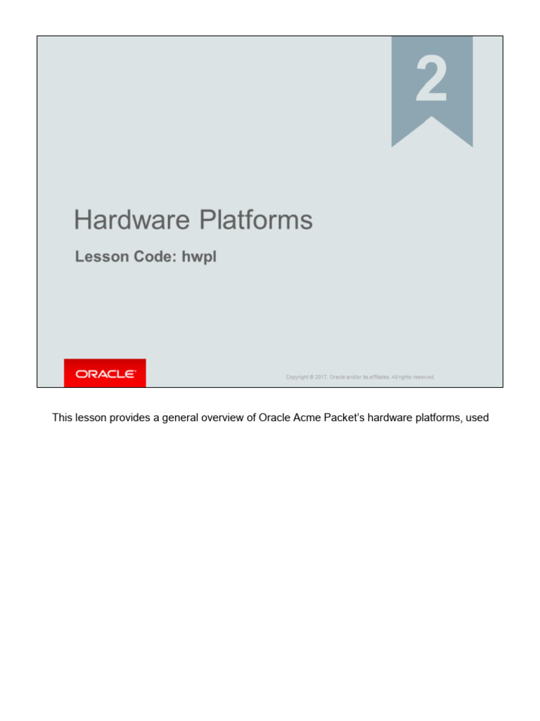 Oracle SBC Configuration and Administration Hardware Platform | PDF ...