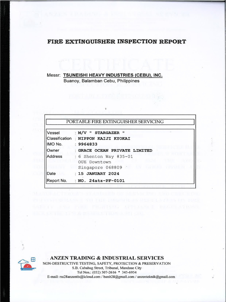 16. Fire Extinguisher Inspection Report | PDF