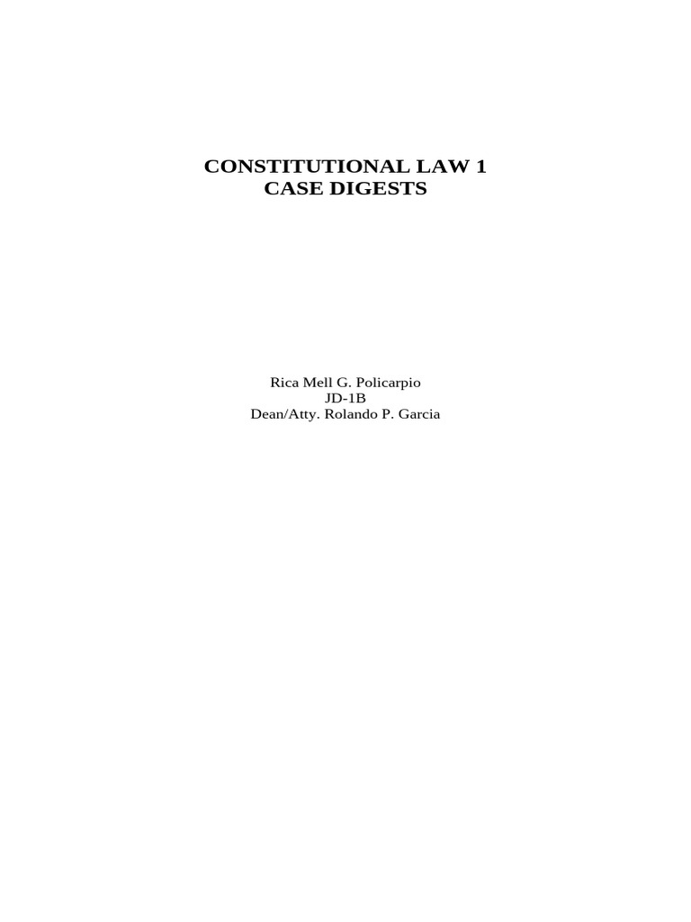 Constitutional Law 1 Case Digest | PDF | Territorial Waters | World ...