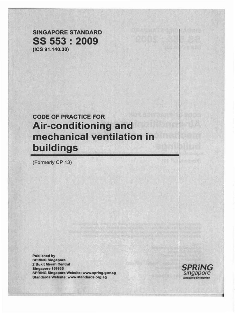Ss 553 2009 Acmv | PDF | Ventilation (Architecture) | Duct (Flow)