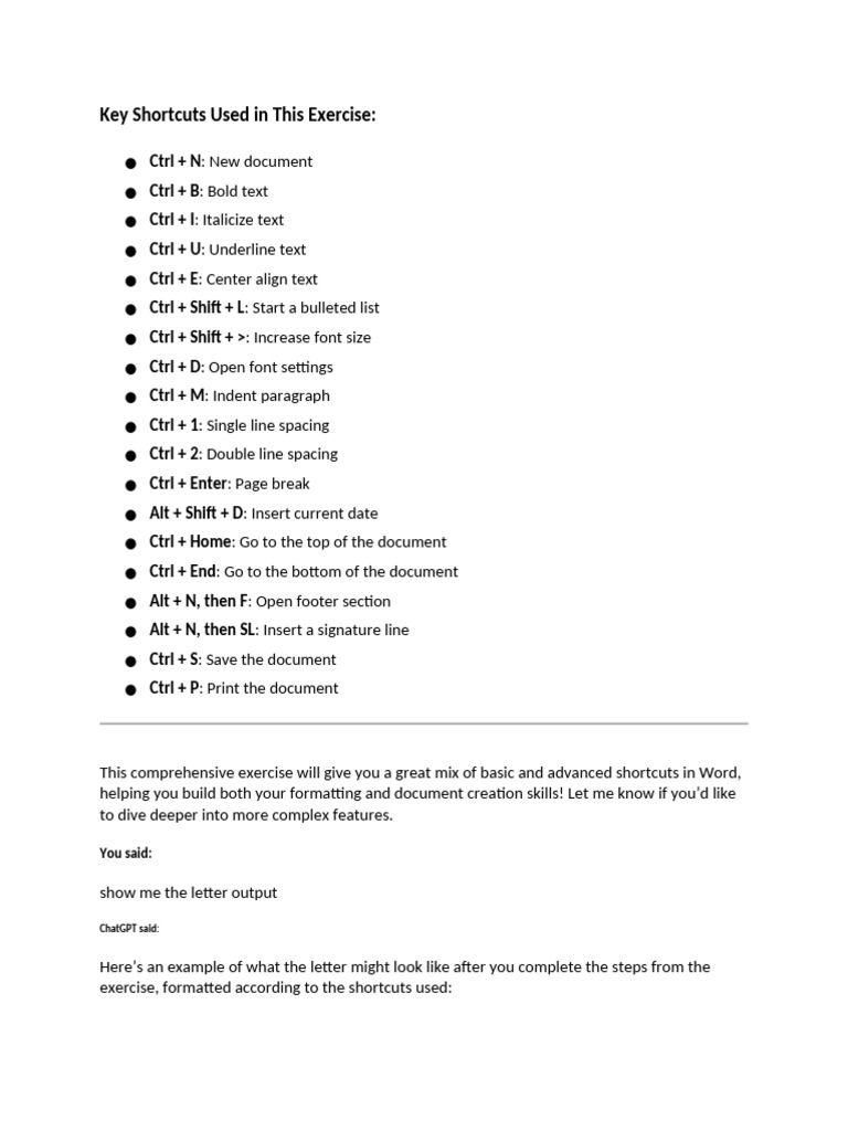 Essential Microsoft Word Shortcuts Guide | PDF | Microsoft Word | Text