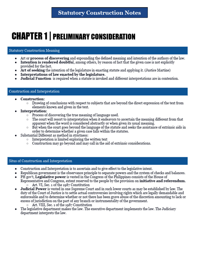STATUTORY CONSTRUCTION | PDF | Bill (Law) | Statutory Interpretation