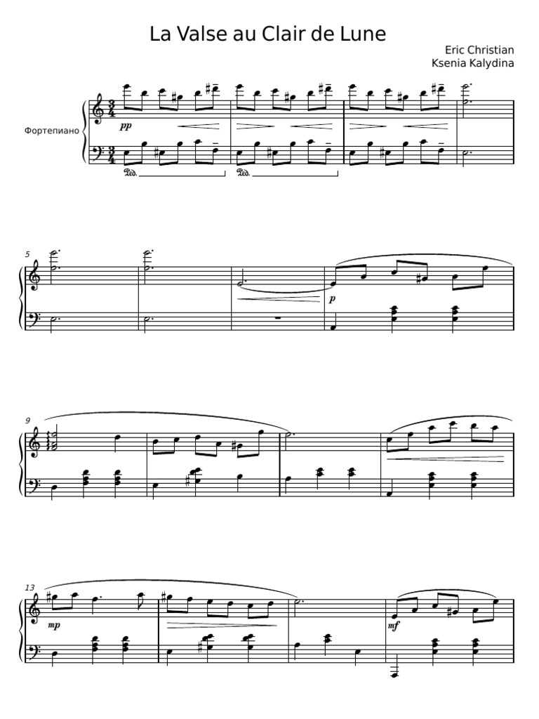 Eric Christian Von Fricken - La Valse Au Clair de Lune | PDF
