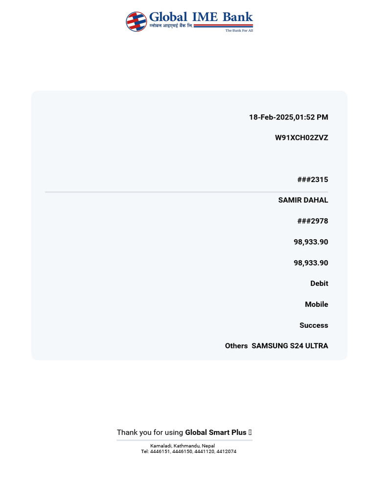 Payment Receipt for Samsung S24 Ultra | PDF
