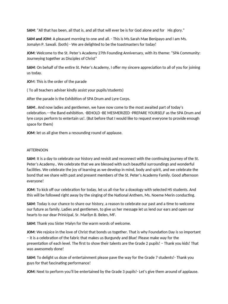 Emcee Script Mass Demonstration 2025 | PDF