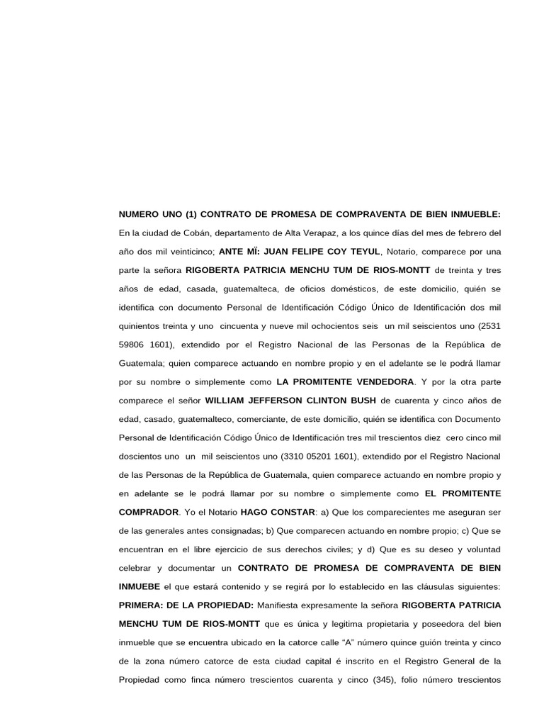 EJEMPLO DE CONTRATO DE PROMESA DE VENTA | PDF