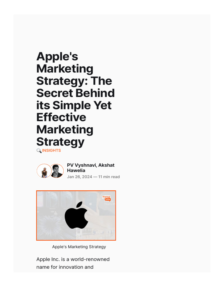 Apple's Marketing Strategy - Innovative Approaches and Impact | PDF ...