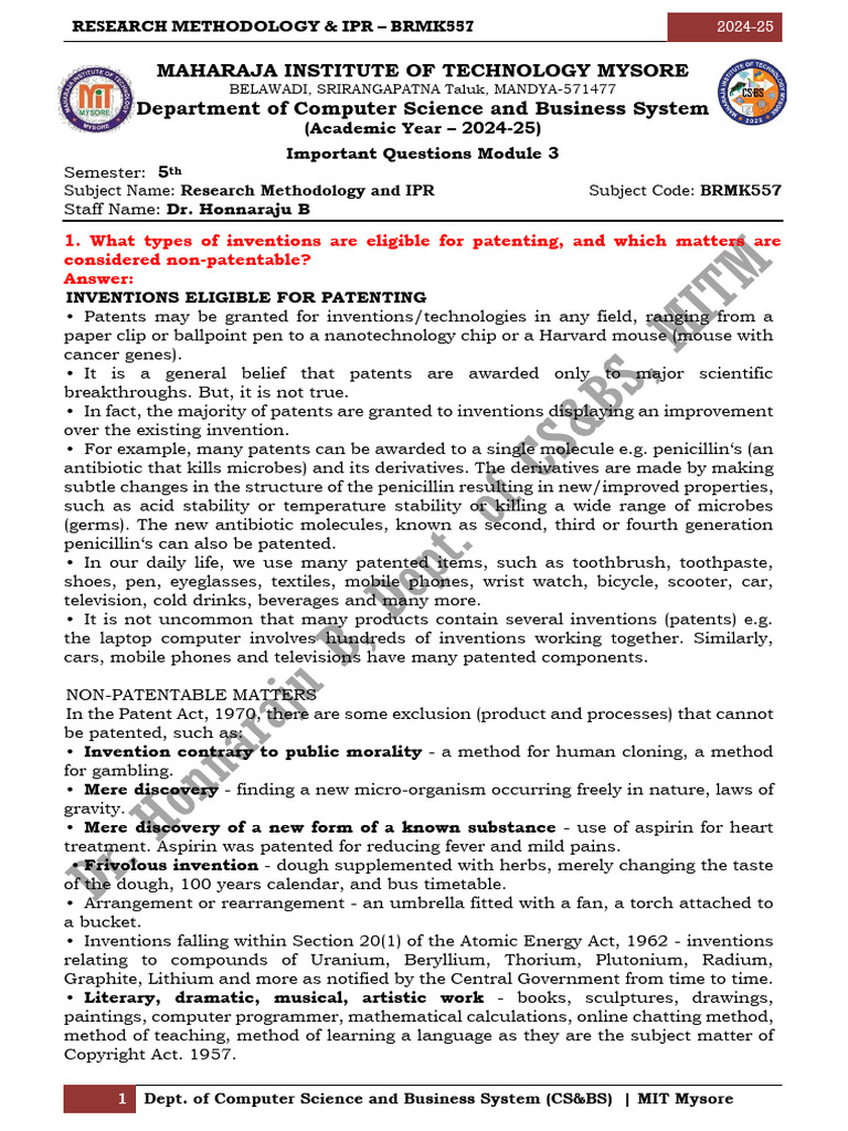 Research Methodology and Ipr | PDF | Patent | Patent Application