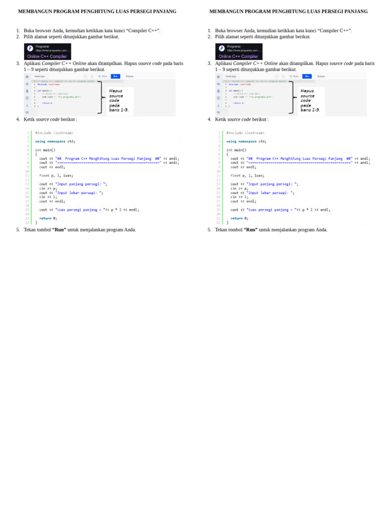 Membangun Program Penghitung Luas Persegi Panjang | PDF