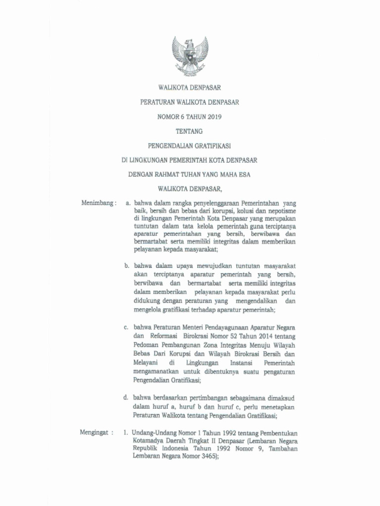 Perwali Gratifikasi | PDF