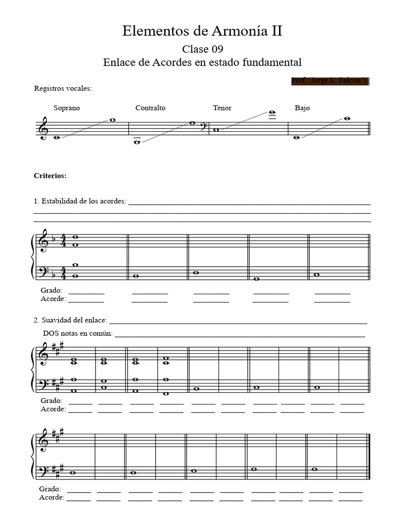 EAII - Clase 09 - Enlace de Acordes en Estado Fundamental | PDF | Acorde (Música) | Armonía