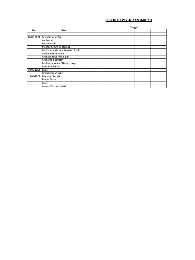 Checklist Pekerjaan Harian-1 | PDF