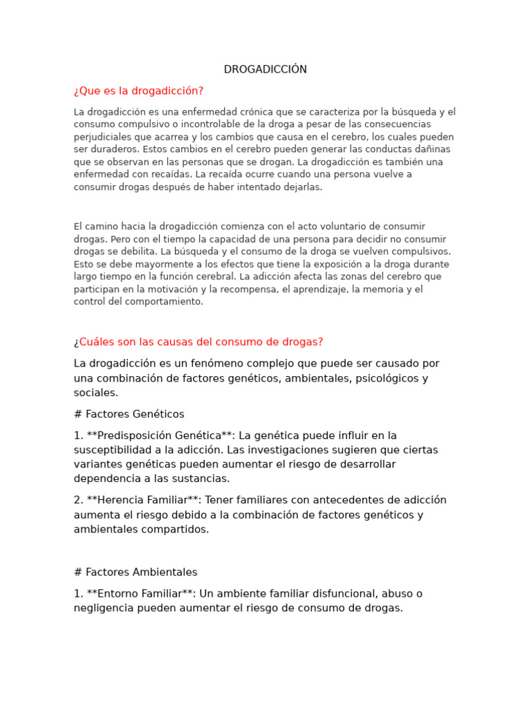 Drogadicción | PDF | La dependencia de sustancias | Drogas
