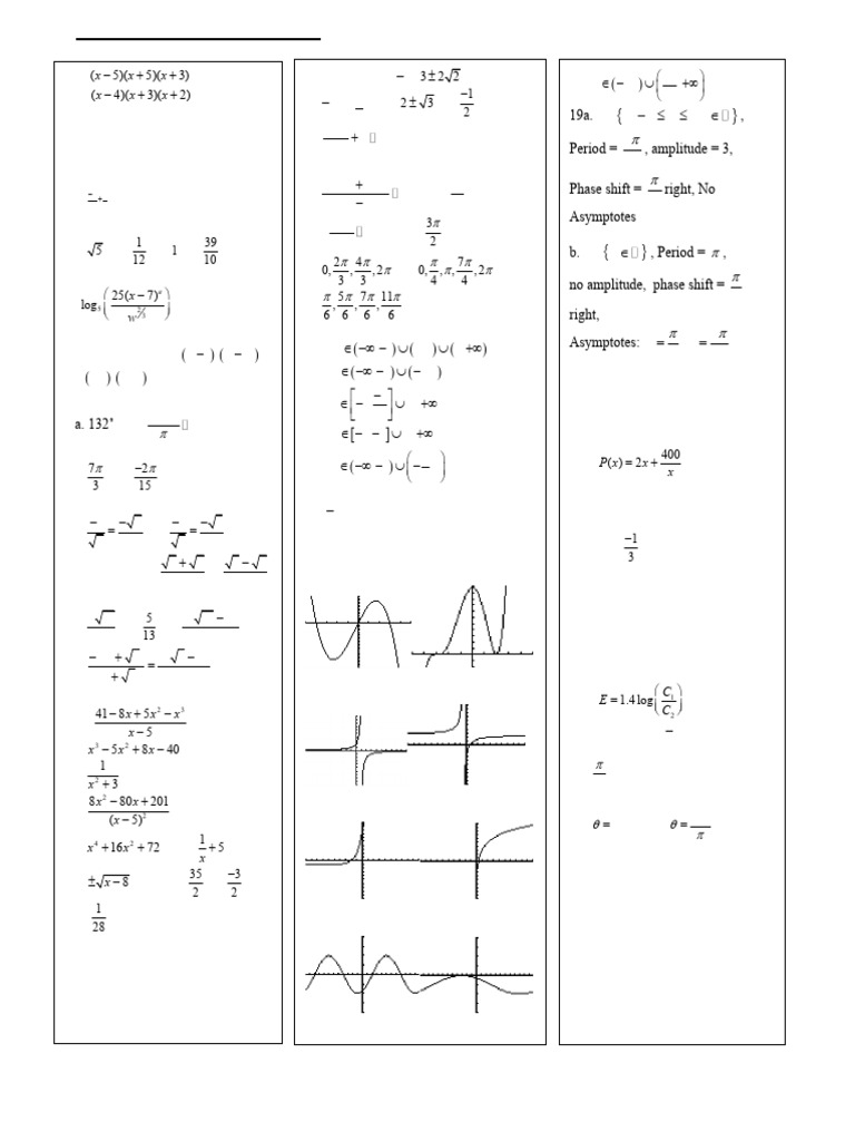 MHF4U Exam Review Answers | PDF