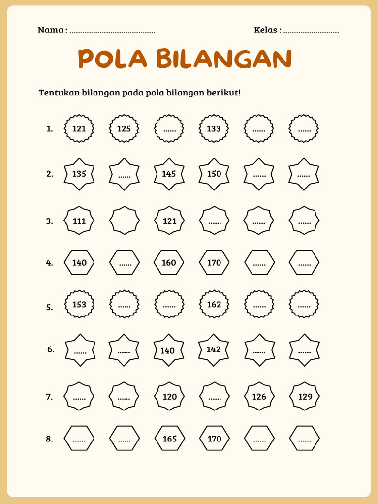 Pola Bilangan Lembar Kerja Putih Coklat | PDF