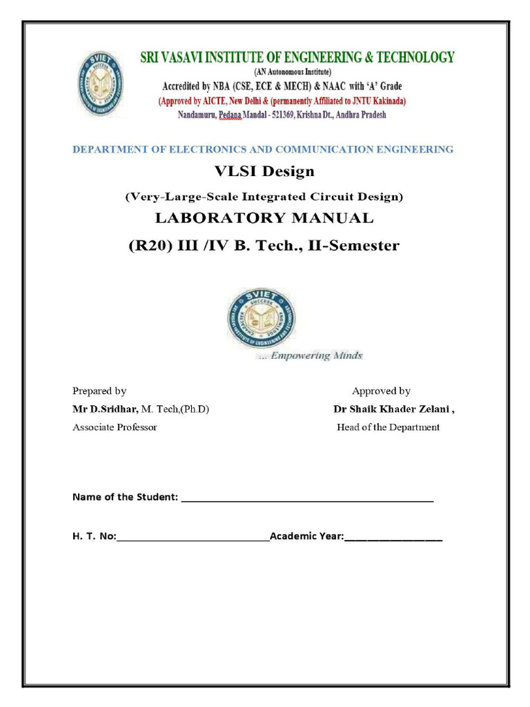 r20 Vlsi Lab Manual | PDF