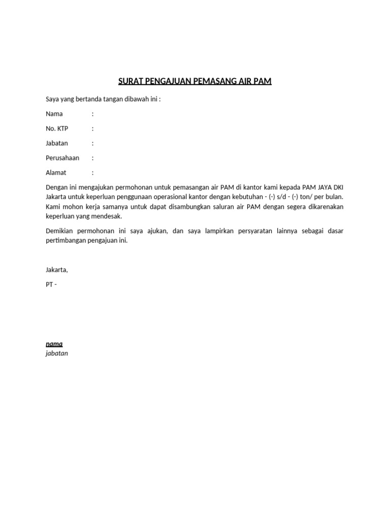 Surat Pengajuan Pemasang Air Pam | PDF