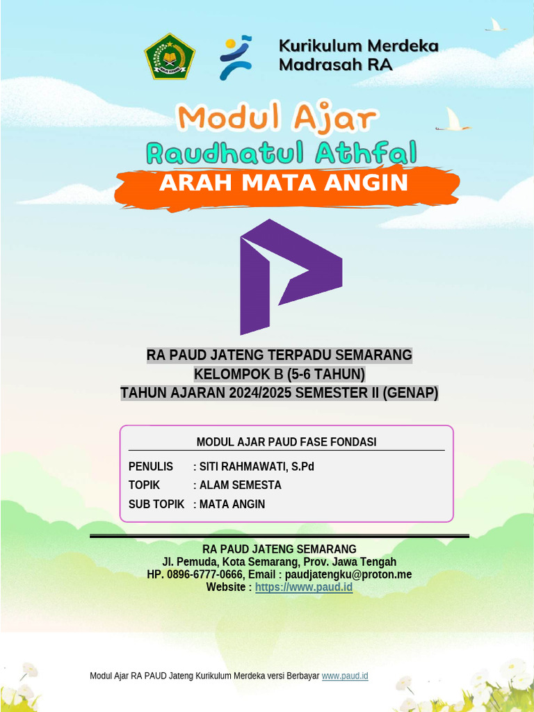 RA B Smt2 16 Modul Ajar 2024 2025 Mata Angin | PDF