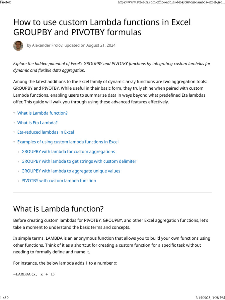 Using Custom Lambda Functions Within Excel Groupby And Pivotby Formulas 5988