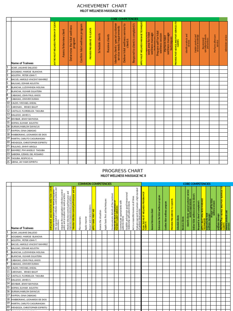 Progress Chart And Achievement Chart Pdf Health Care Medicine