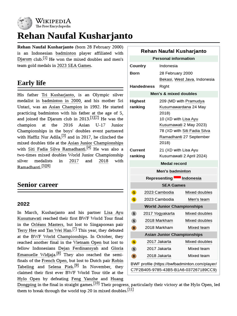 Rehan Naufal Kusharjanto | PDF | Sports Competitions