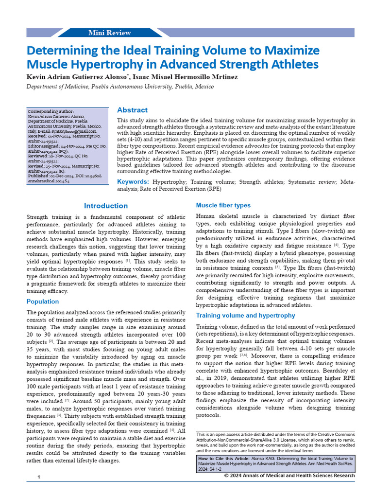 Determining The Ideal Training Volume To Maximize Muscle Hypertrophy in ...