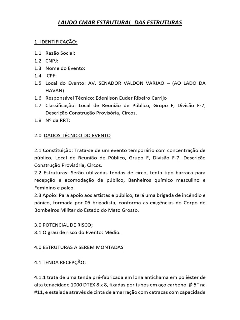 LAUDO CMAR Das Estruturas | PDF