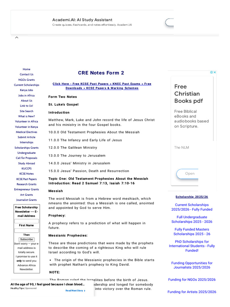 CRE Notes Form 2 | PDF | Jesus | Baptism