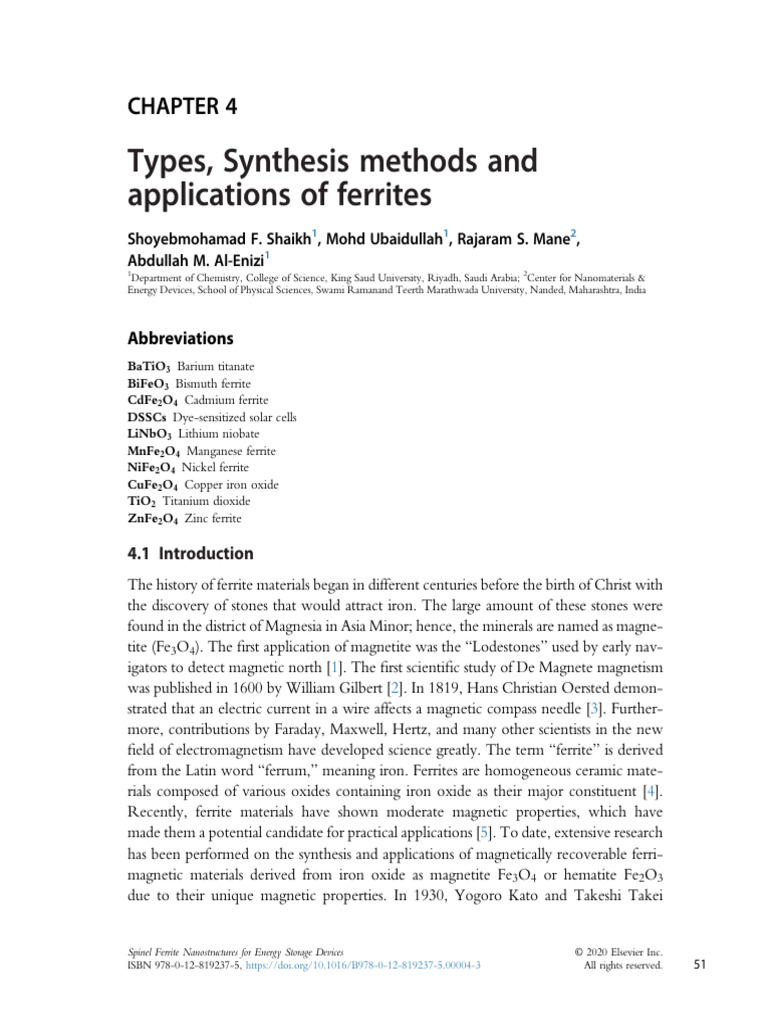 Ferrites: Types, Synthesis, Applications | PDF | Physical Sciences ...
