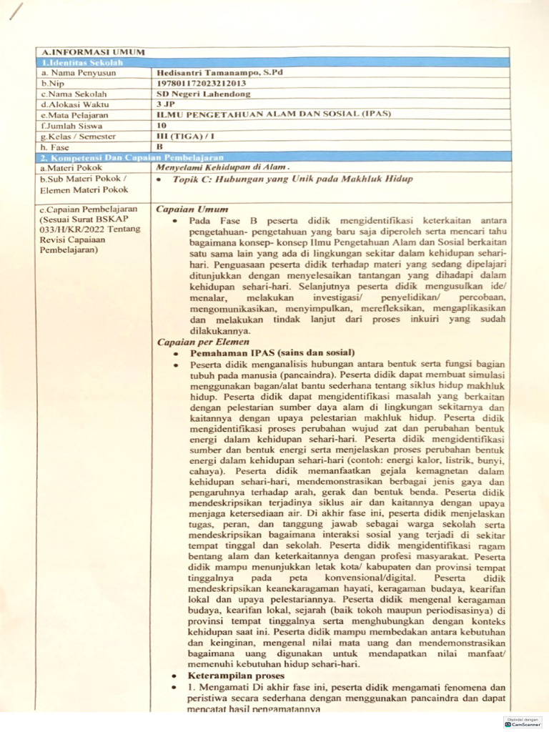 Modul Ajar Kelas 3 | PDF