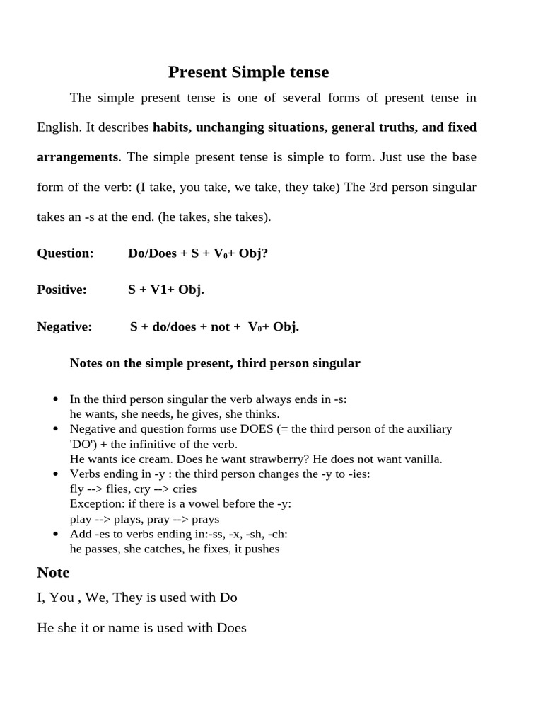 Understanding Present Simple Tense | PDF | Language Mechanics | Languages