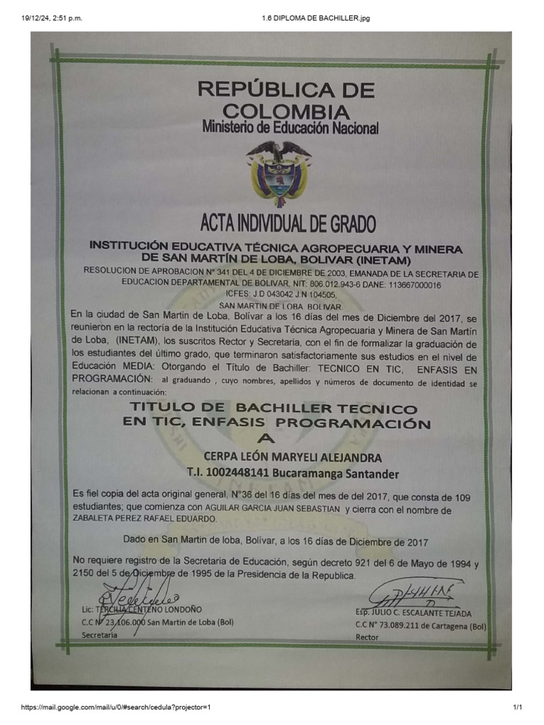 Acta de Bachiller 19/12/24 | PDF