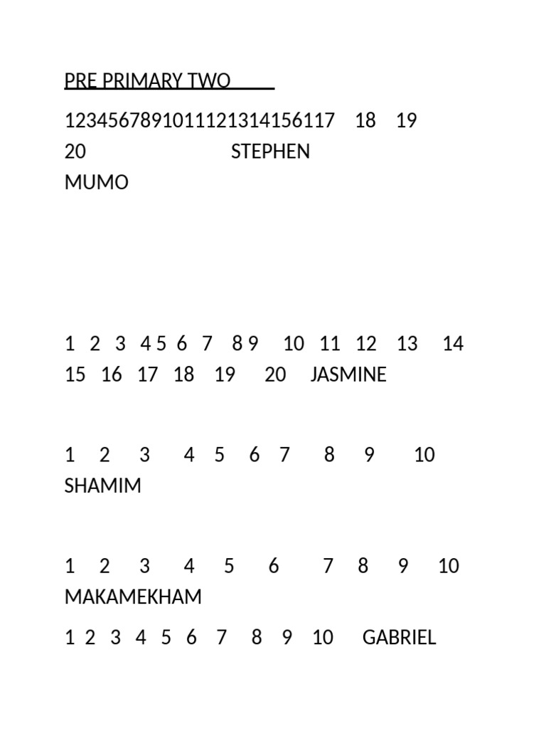 Pre Primary Two Work-DeSKTOP-D4BC4U0 | PDF