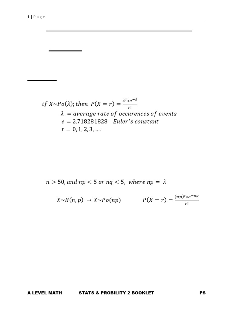 Poisson Distribution Exam Preparation Booklet Grade 11 | PDF ...