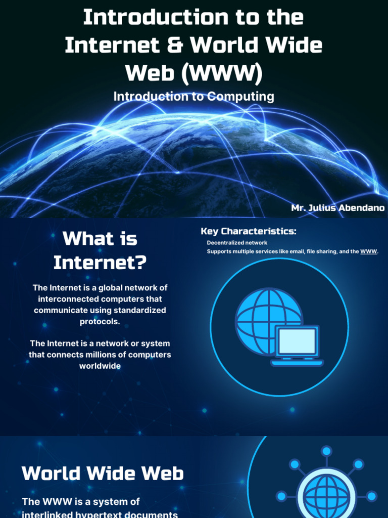 10 - Introduction To The Internet & World Wide Web (WWW) - Internet Infrastructure - WWW ...