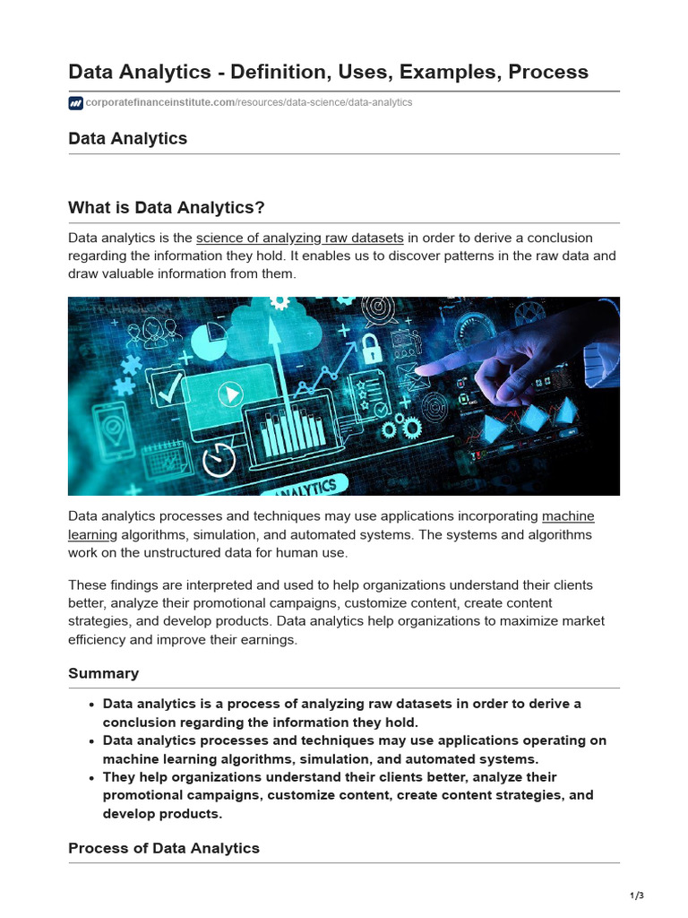 Data Analytics - Definition Uses Examples Process | PDF | Analytics | Data Analysis