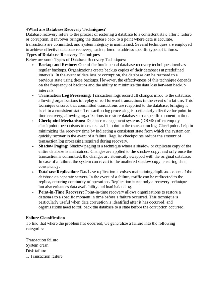 What are Database Recovery Techniques | PDF | Databases | Database ...