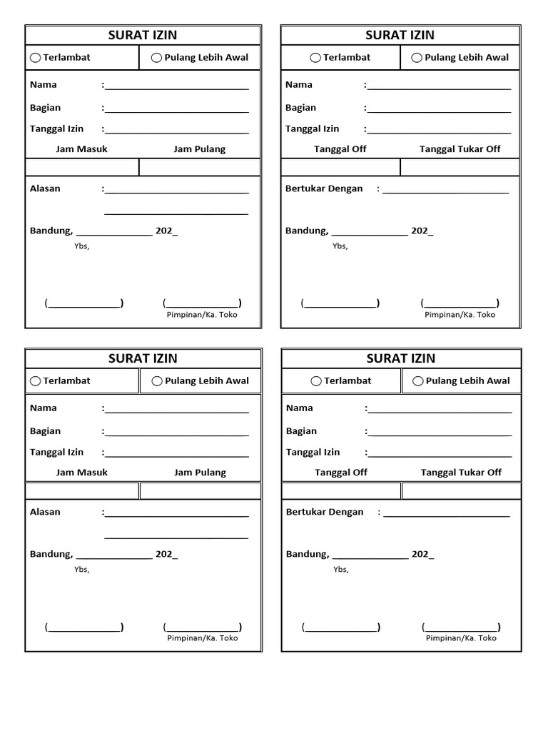 Form Surat Izin | PDF