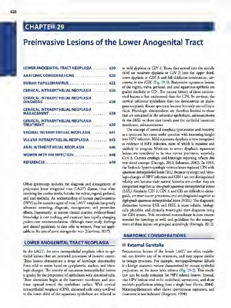 29 Preinvasive Lesions of The Lower Anogenital Tract | PDF