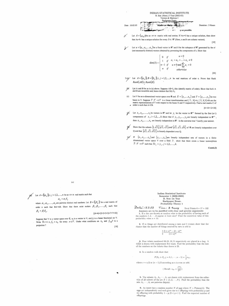 B.stat 1st Year 2003-04 | PDF