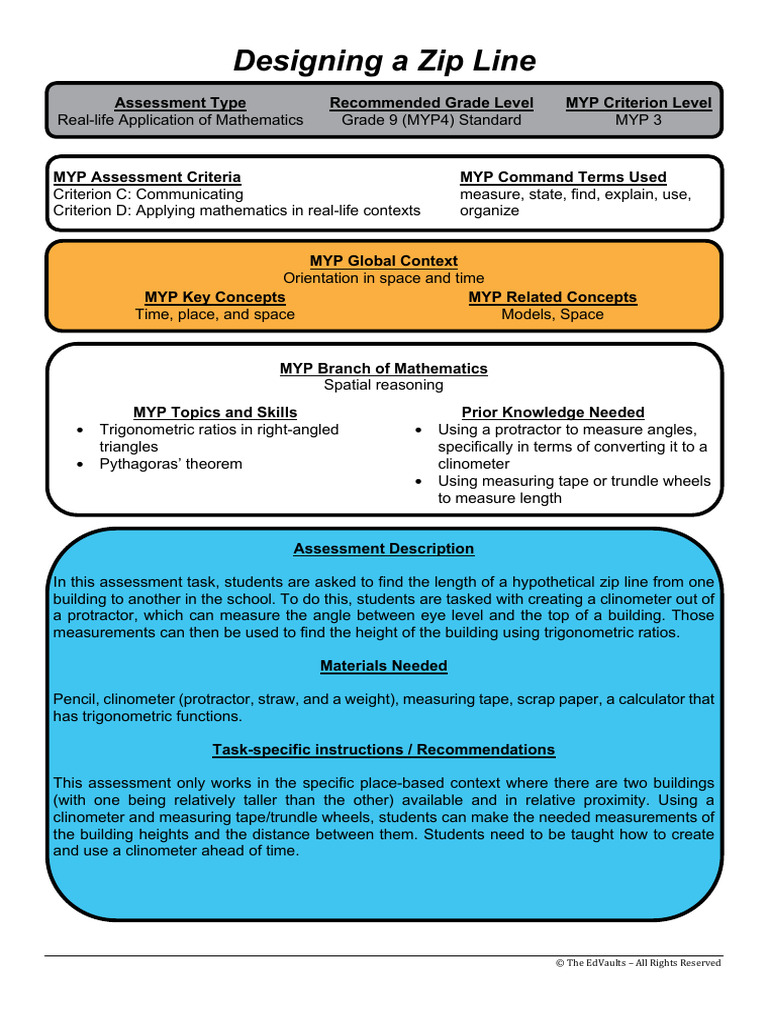 MYP4S Designing A Zip Line (CD) | PDF | Accuracy And Precision | Reason