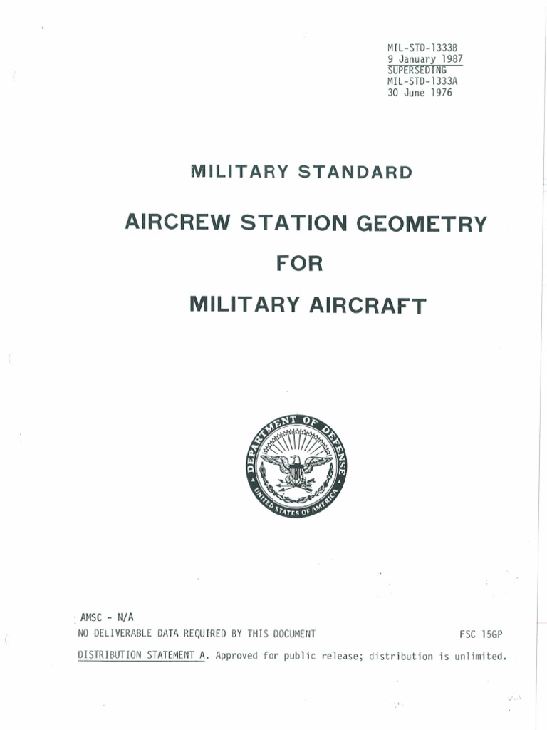 MIL-STD-1333B Aircrew Station Geometry | PDF