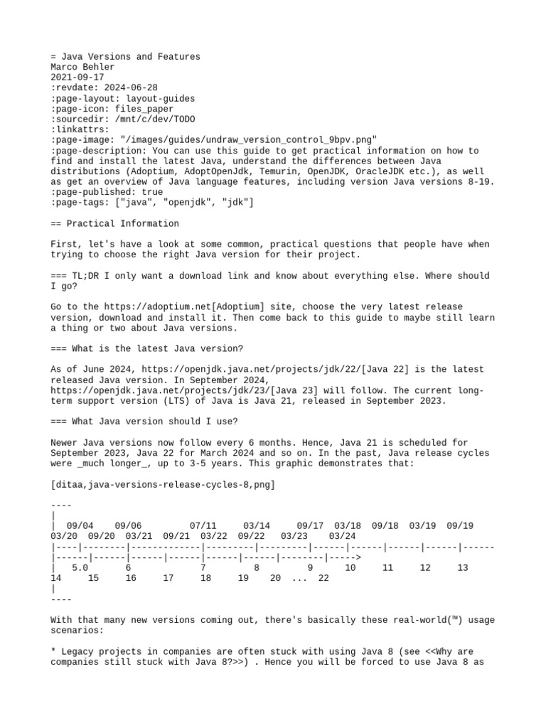 A Guide To Java Versions And Featuresadoc Pdf Java Programming 8679