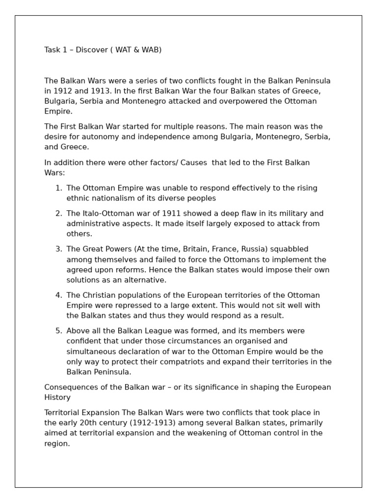 Balkan Wars: Roots and Impact | PDF